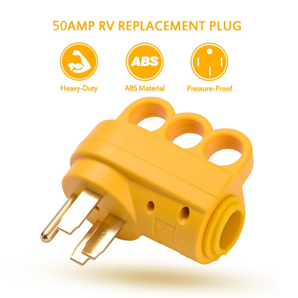 Heavy Duty RV 50 Amp Male Plug Replacement Electrical Plug Adapter 125 ...