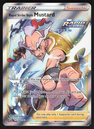 2021 Rapid Strike Style Mustard Trainer Full Art Ultra Rare Holo 162/ ...