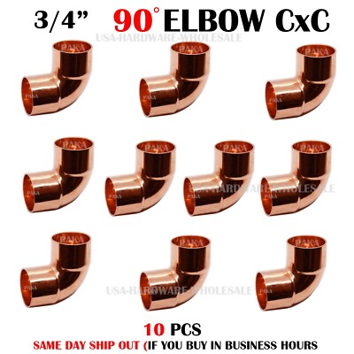 3/4-Inch Copper 90-Degree Elbow CxC Sweat, Plumbing Fitting, Certified ...