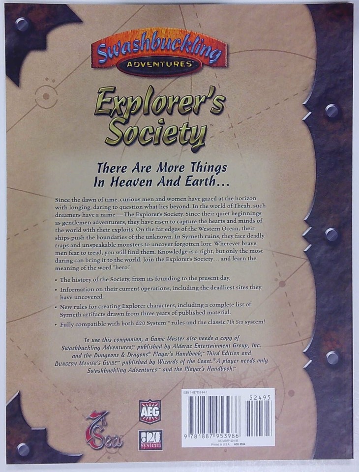 SWASHBUCKLING ADVENTURES RPG: EXPLORER'S SOCIETY AEG8554 | eBay
