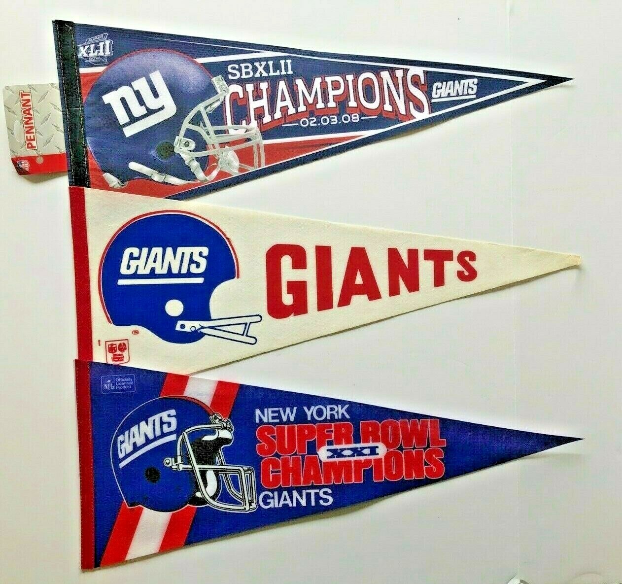 NEW YORK FOOTBALL GIANTS SUPER BOWL XLII CHAMPS+TWO BAR VINTAGE NFL ...