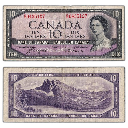 $10 1954 Bank of Canada Note Devil Face E/D Prefix BC-32a - Fine | eBay