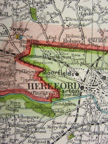 1920 COUNTY MAP of HEREFORDSHIRE LEOMINSTER ROSS KINGTON PEMBRIDGE ...