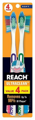 Reach Ultra Clean Soft Toothbrush Ergonomic Lightweight Soft Bristles ...