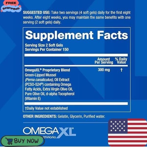Omega XL 300 Capsules Green Lipped Musel Omega3 Joint Relief Supplement ...