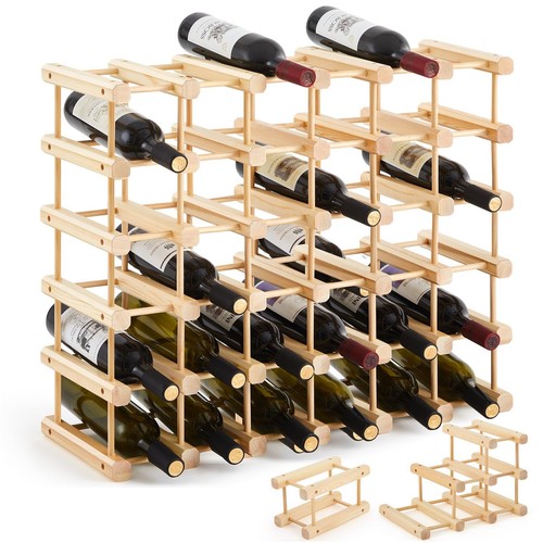 36 Bottles Wooden Wine Rack Stackable Modular Wine Storage DIY Assembly ...