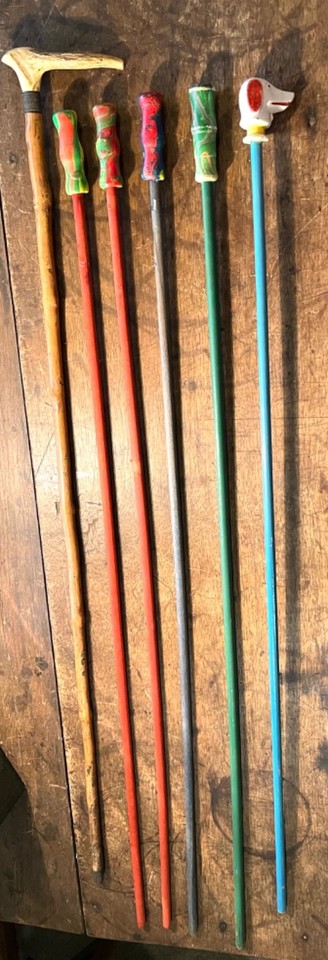 VINTAGE Lot of 6 Circus Carnival Walking Cane Sticks - Bamboo & Wooden ...