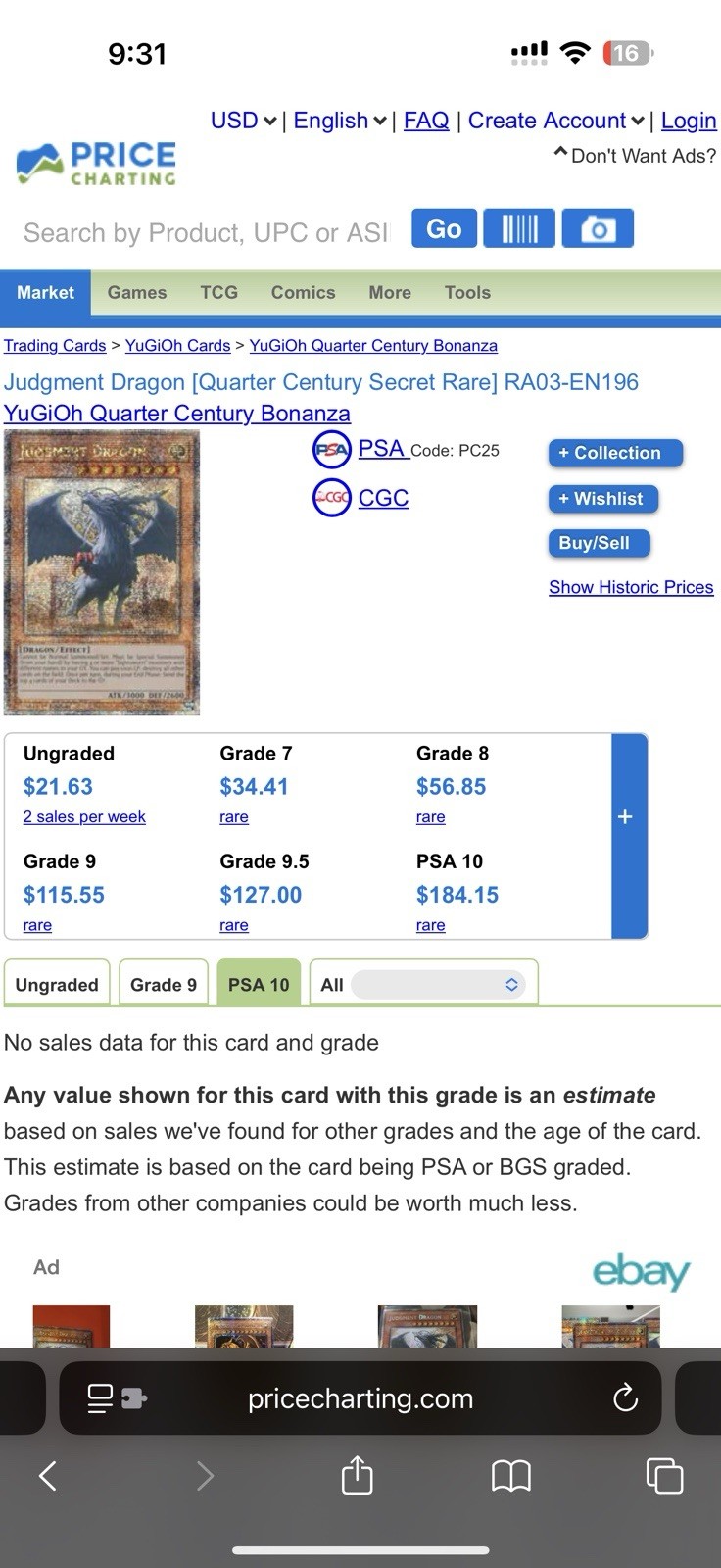 JUDGMENT DRAGON YU-GI-OH! RA03 1ST EDITION EN196 QUARTER CENTURY SCRT ...