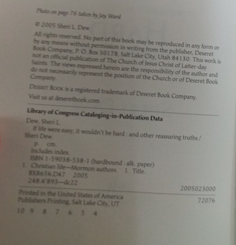 If Life Were Easy, It Wouldn't Be Hard By Sheri Dew 2005 Hardback New ...