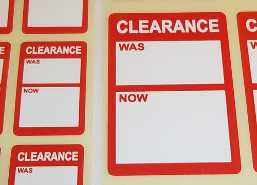 Bright Red CLEARANCE Was / Now Price Point Stickers Swing Tag Sticky ...
