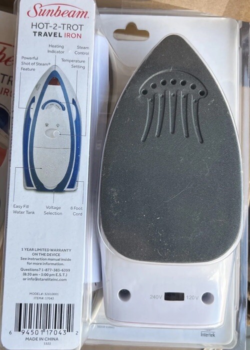 Sunbeam Hot-2-Trot Travel Non-Stick Soleplate Compact Steam Iron, 800 ...