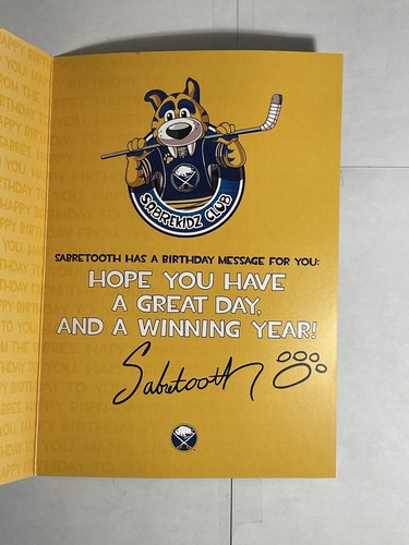 Sabretooth Mascot Signed Autographed Card Buffalo Sabres Happy Birthday ...