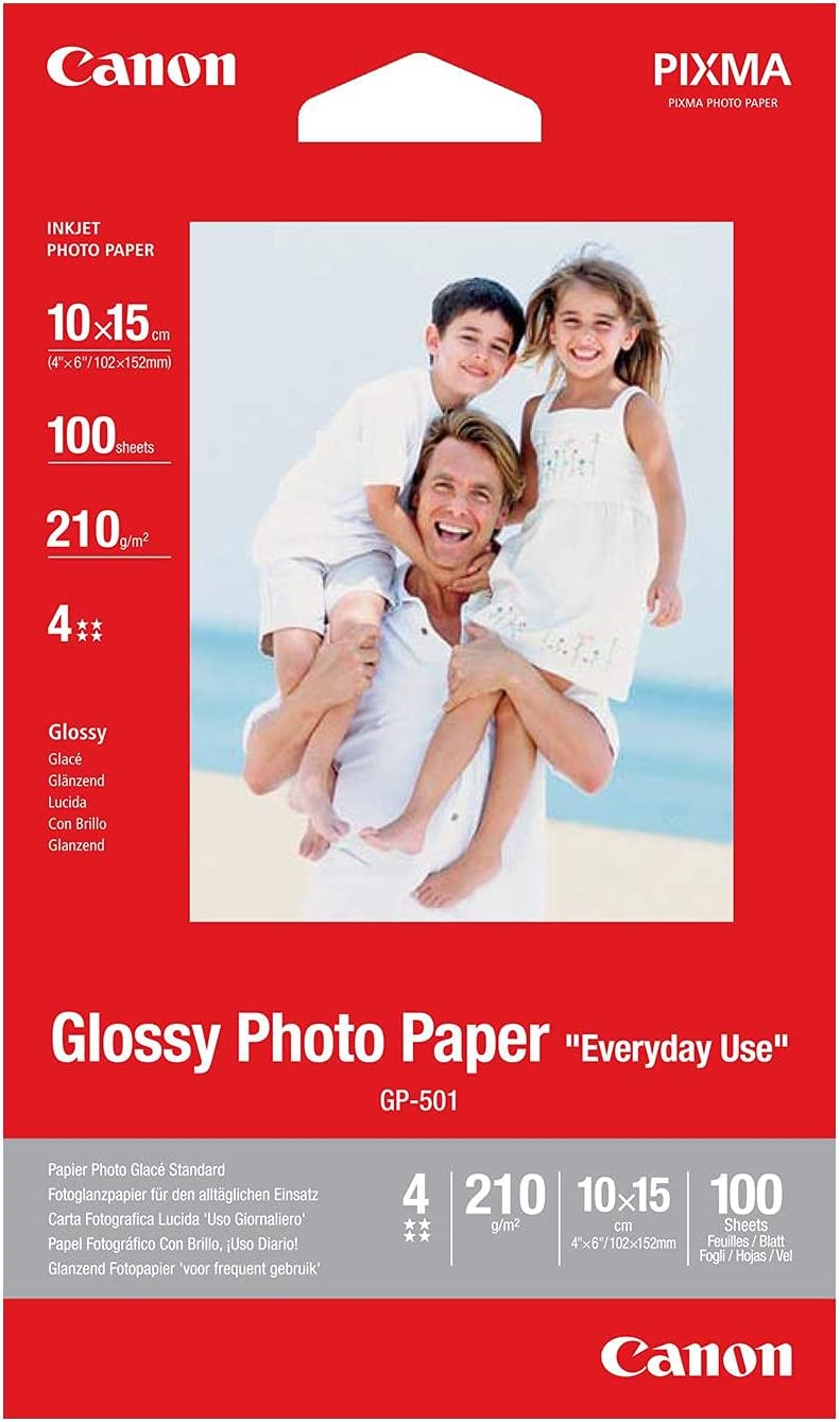 Canon Glossy Photo Paper 10 x 15cm Pack of 100 sheets 0775B003 A6 Gloss ...