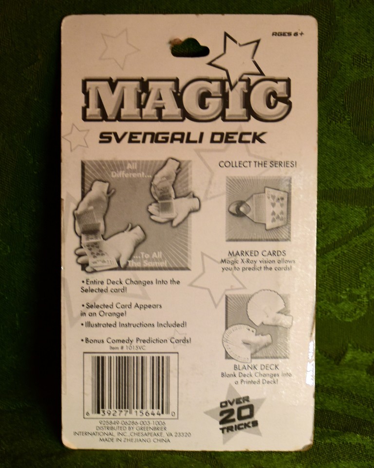 MAGIC SVENGALI CARD DECK M.O.C. (CARD BUBBLE REATTACHED) OVER 20 TRICKS ...