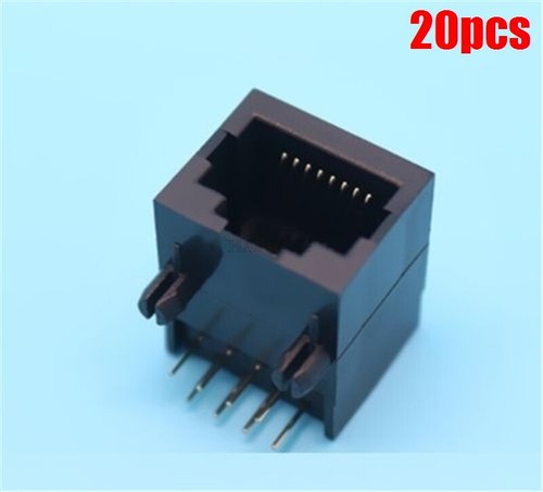 20Pcs Black RJ45 8P8C Jack Module Pcb Mount Network Internet Connector ...