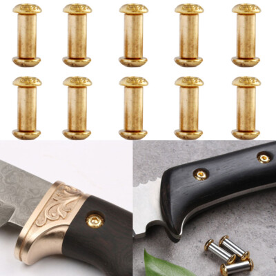 10* Brass Knife Handle Rivets Pins Knife Fasteting Screws Lock Bolts ...