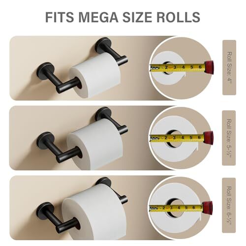 Black Toilet Paper Holder - Metal Bathroom Flexible Pivoting Tissue ...