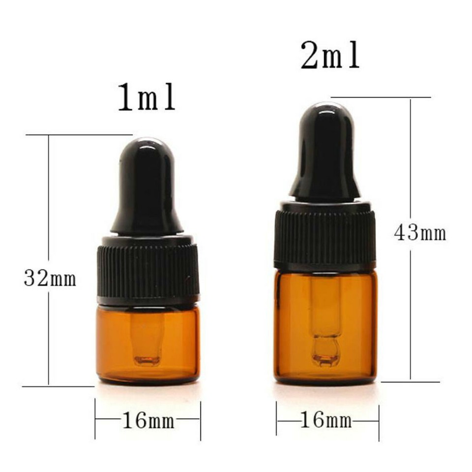 10x 2ml Glass Pipette Bottles Ear Eye Dropper Drop Dripper Reagent ...