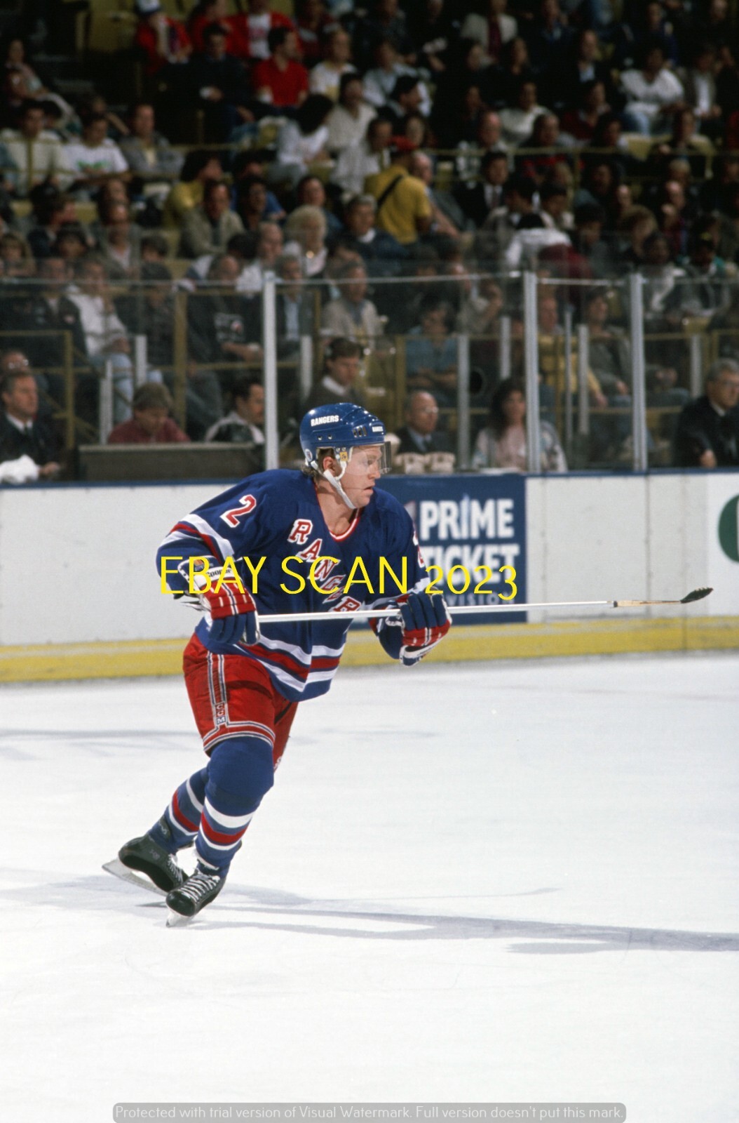 BRIAN LEETCH 1988/89 In ACTION 35mm COLOR SLIDE New York RANGERS HOF ...