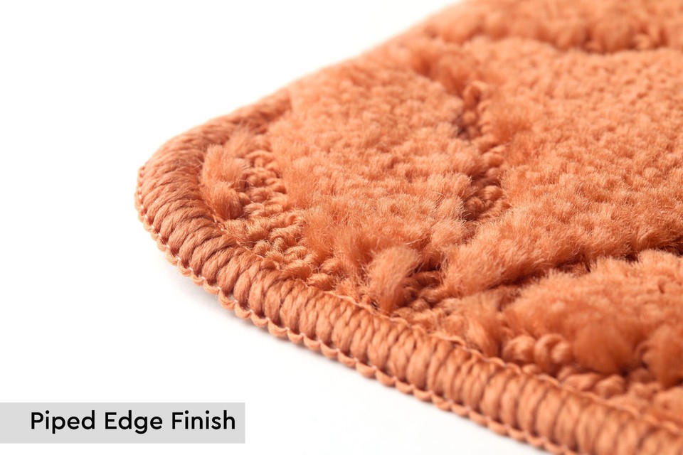 Non Slip 2 Piece Bathroom Mat Rug & Pedestal mat with Woven Graduated ...