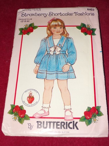 🦋 BUTTERICK #6403 - GIRLS "STRAWBERRY SHORTCAKE" DRESS w/COLLAR PATTERN ...
