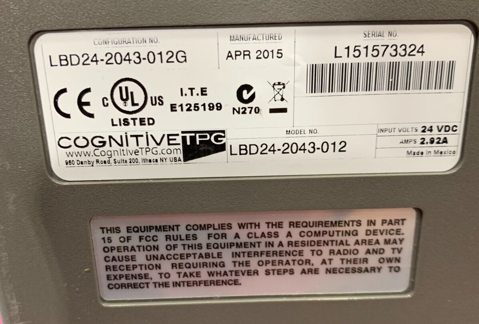 Cognitive TPG LBD24-2043-012G Thermal Barcode Label Printer W/ Power ...