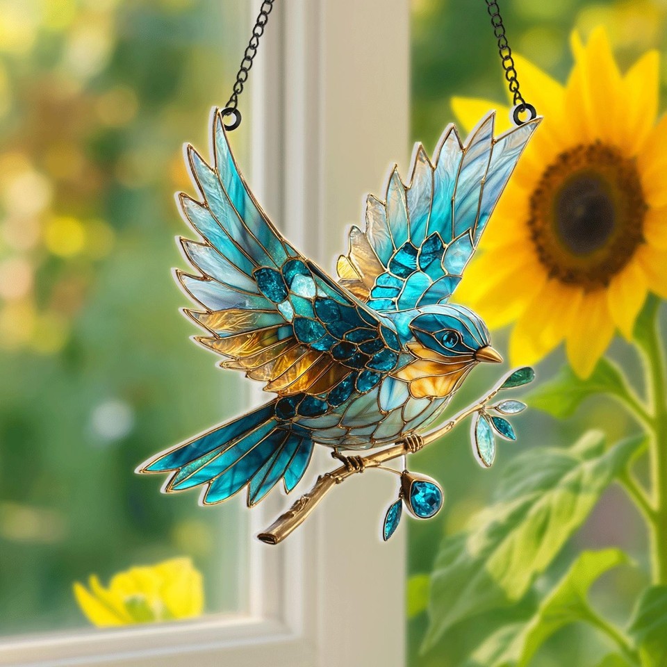 Blue Bird Window Acrylic Suncatcher Decor, Blue Bird Window Hanging ...