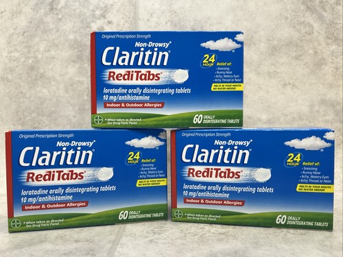 3 Pack! Claritin RediTabs 24 Hour 10 mg Tablet Antihistamine 60 Count ...