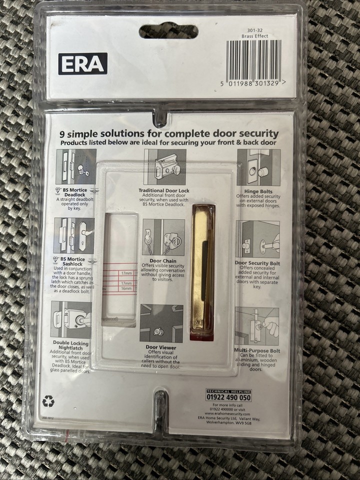 5 Lever Mortice Deadlock Door Lock ERA Viscount High Security 3" Brass ...