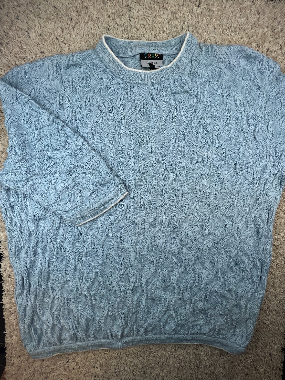 Coogi Australlia Basics Short Sleeve Sweater Blue Kni… - Gem