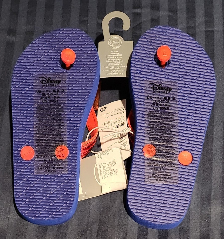DISNEY STORE Minnie Mouse Flip Flops Girls Size 11/12 Hard to Find NEW ...