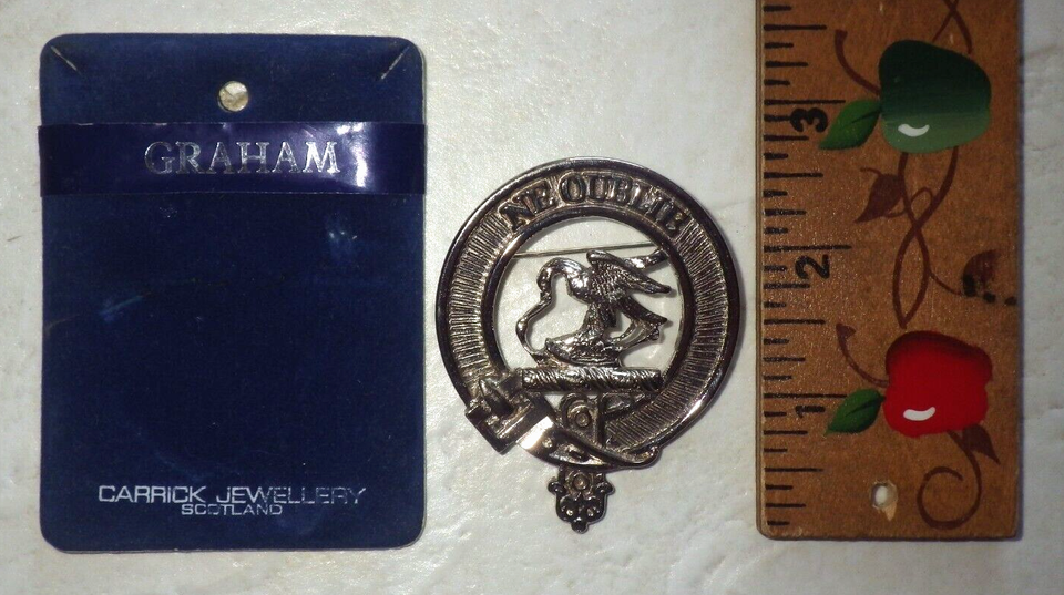 Carrick Clan Crest Badges Ne Oublie Graham Scotland Brooch Pin 2" x 2 1 ...
