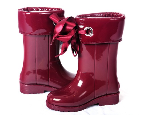 NWB ($68) Igor Campera Charol Girl's Bow Rain Boot. Burgundy. 100% ...