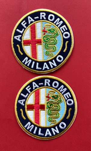 ALFA ROMEO MILANO ITALIAN CAR MOTORSPORT RALLY EMBROIDERED PATCHES x 2 ...