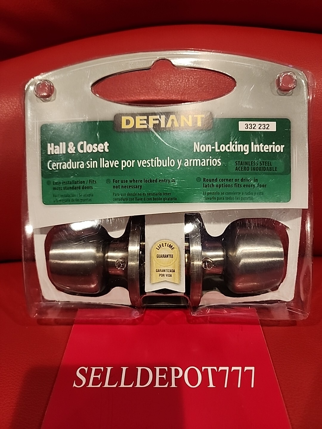 Defiant Hall & Closet Non-Locking Interior Door Knob 332-232 Stainless ...