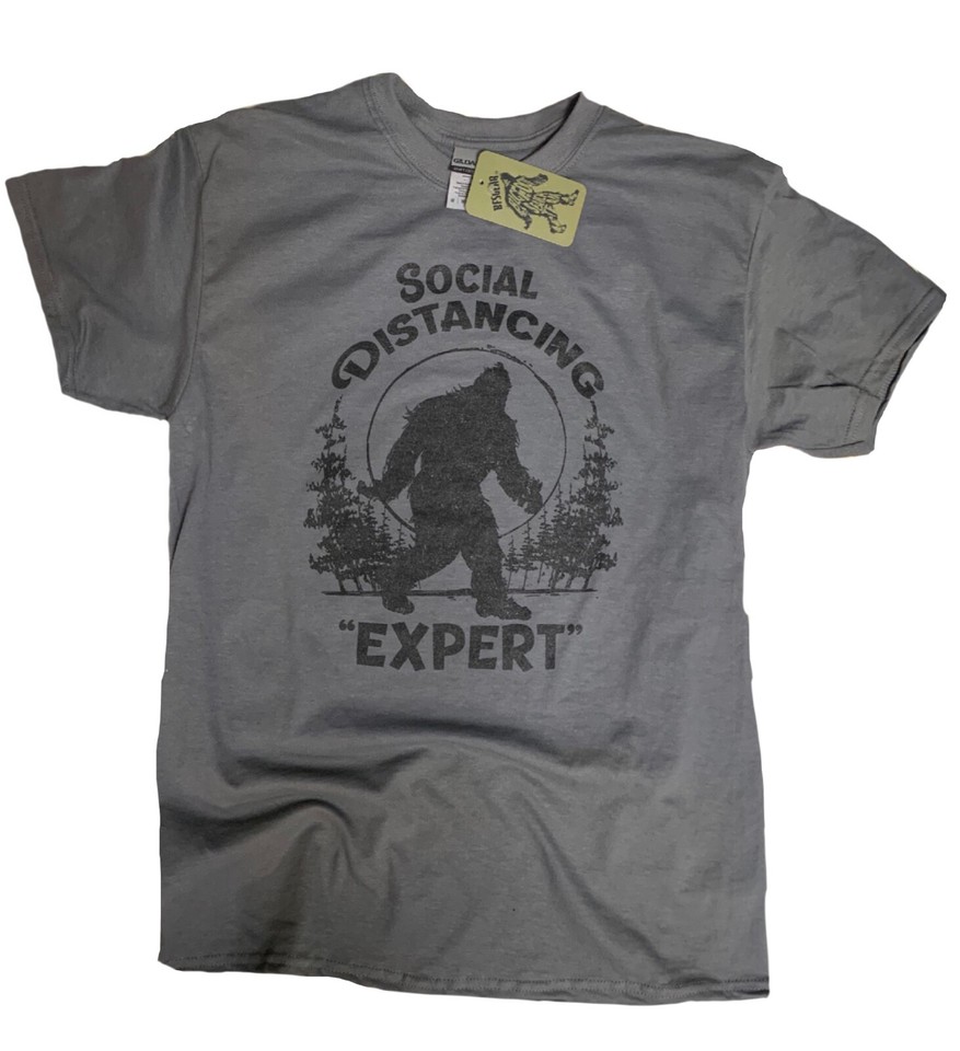 Social Distancing Sasquatch Bigfoot Champion Expert Funny Yeti T Shirt ...