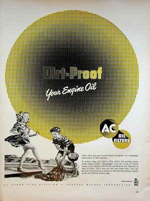 1949 AC Oil Filters Vintage Print Ad 1940s Dirt-Proof Car Automobile ...