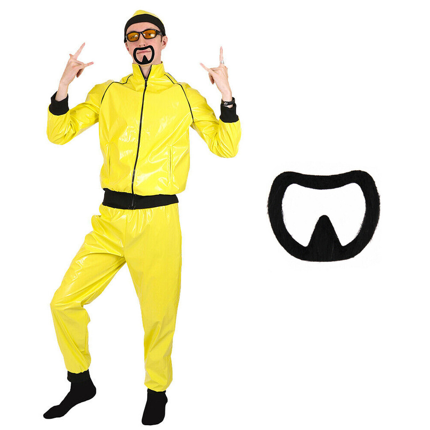 MENS 90'S RAPPER COSTUME YELLOW TRACKSUIT GANGSTER NOVELTY ADULTS FANCY ...
