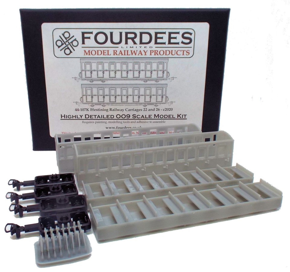 Fourdees Ltd Ffestiniog Railway Carriages 22 and 26 009 / OO9 Scale Kit ...