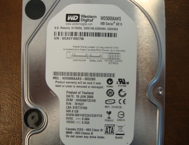 Western Digital WD5000AAKS-00D2B0 DCM:HHRNNT2CHB Sata 3.5" 500gb hard ...