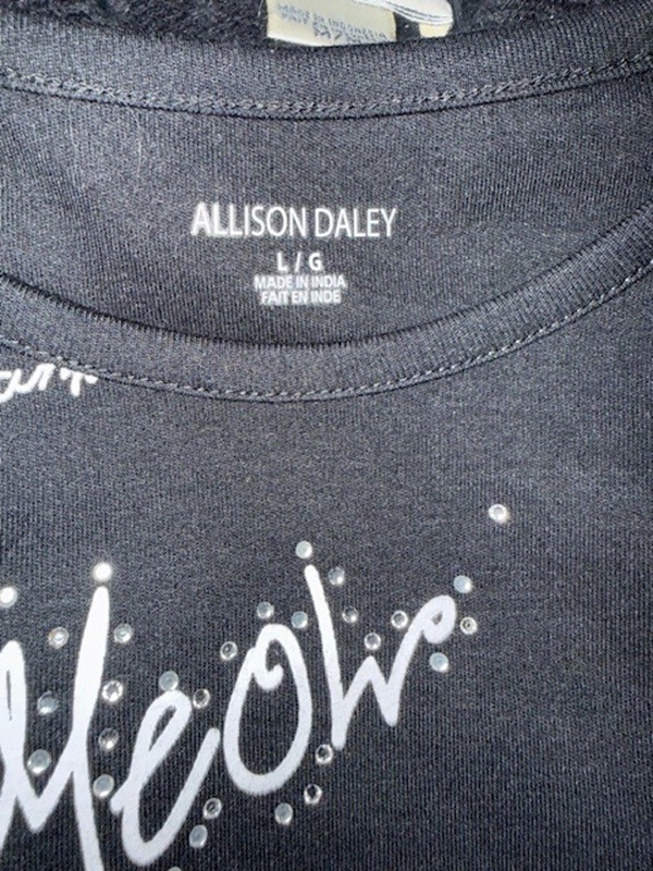 Allison Daley Womens Size Large Cat Meow Graphic Tee Shirt - Black | eBay