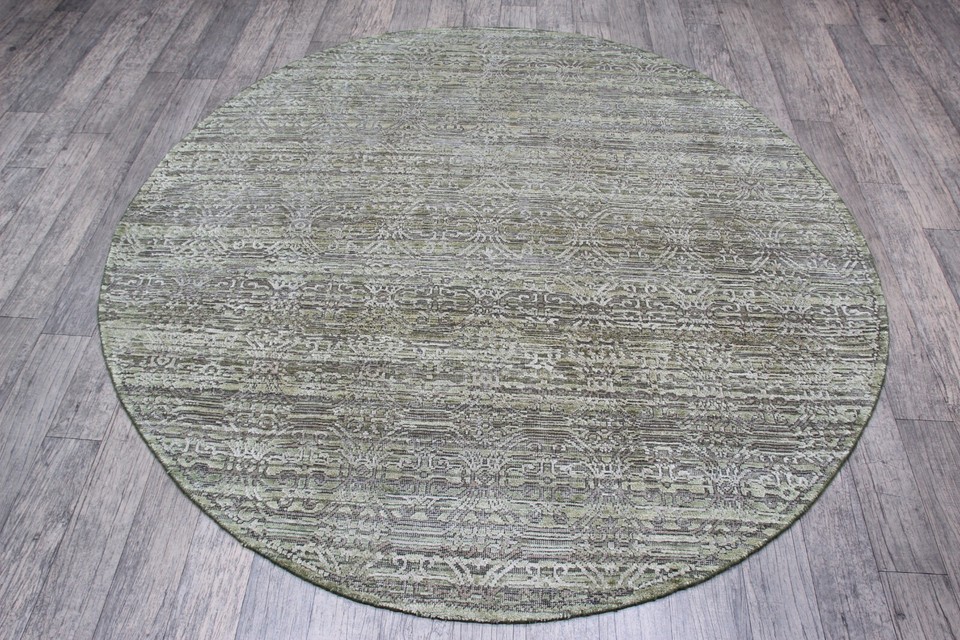 6x6 Feet Round Handmade Modern Abstract Silk Wool Area Rug 180x180 cms ...