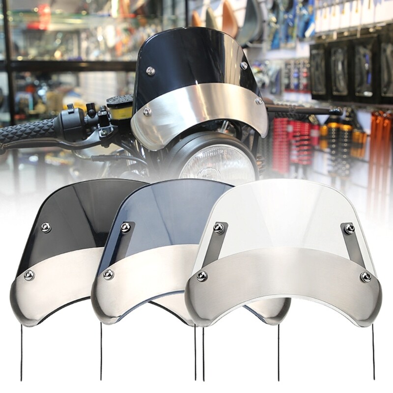 Universal Wind Deflector for 5"-9.45" Headlight Motorcycle Windshield ...