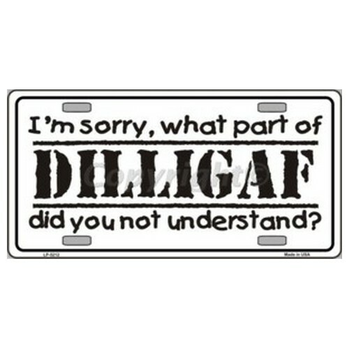 USA Novelty Number Plate - Dilligaf Understand Wall Art Sign Home Decor ...