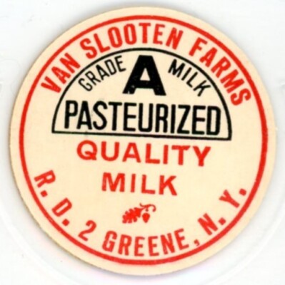 Milk Bottle Cap Insert - Van Slooten Farms - R. D. 2 - Greene, New York ...