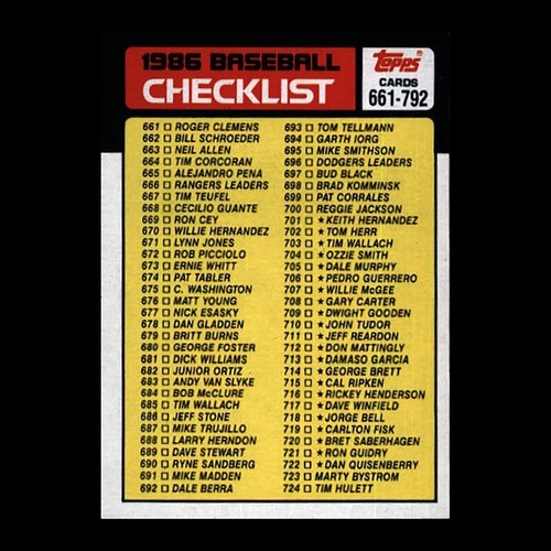 1986 Topps Baseball #791 - Checklist: 661-792 VG-EX | eBay