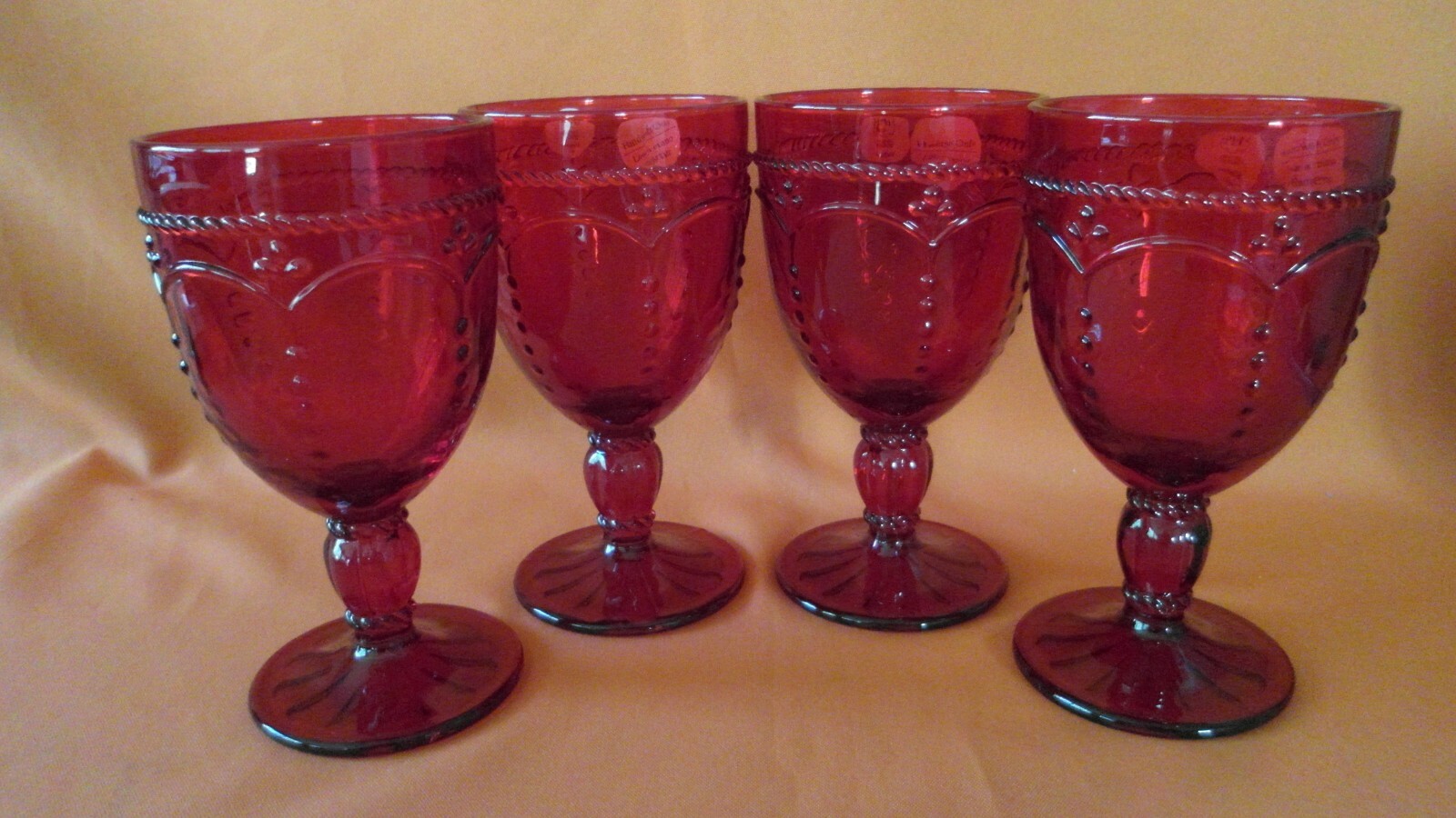 Princess House Marbella Ruby Pedestal Glasses Set of 4 (3272) New! | eBay
