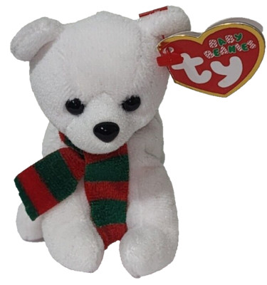 Ty Baby Beanie ALPINE Holiday Polar Bear 4" NEW MWMTs Ornament Plush ...