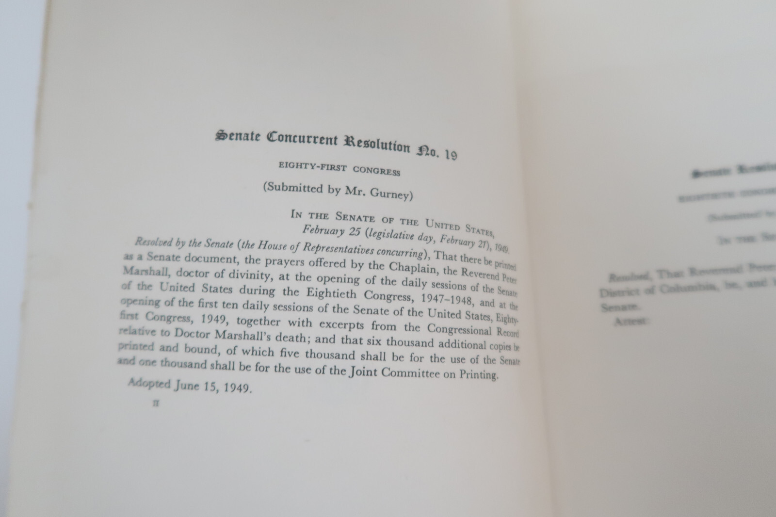 Prayers Chaplin Rev. Peter Marshall 1947-1949 Congresses Vintage Book ...