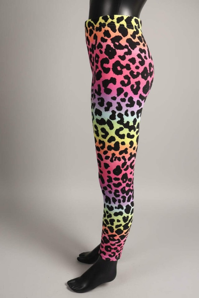 Girls cosy rainbow leopard fleece lined leggings, 9-10 years, new ...